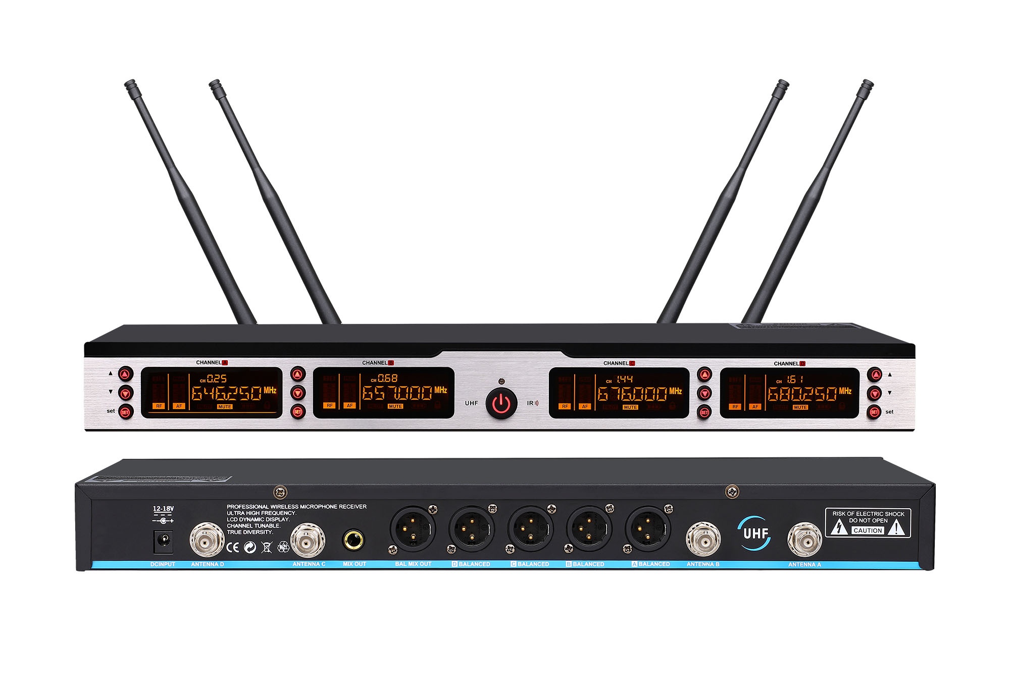 4 CH UHF Wireless Microphone System