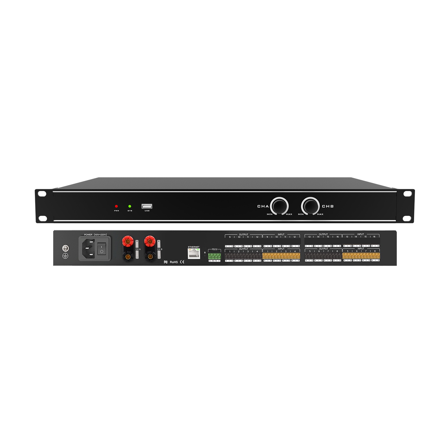 4CH DSP with 2X150W digital power amplifier